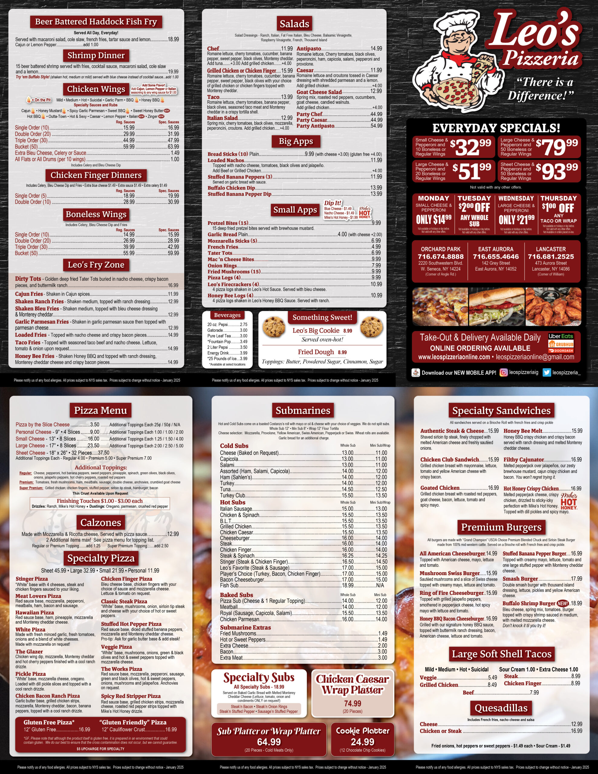 Our Menu | Leo's Pizzeria | Lancaster, East Aurora & Orchard Park, NY